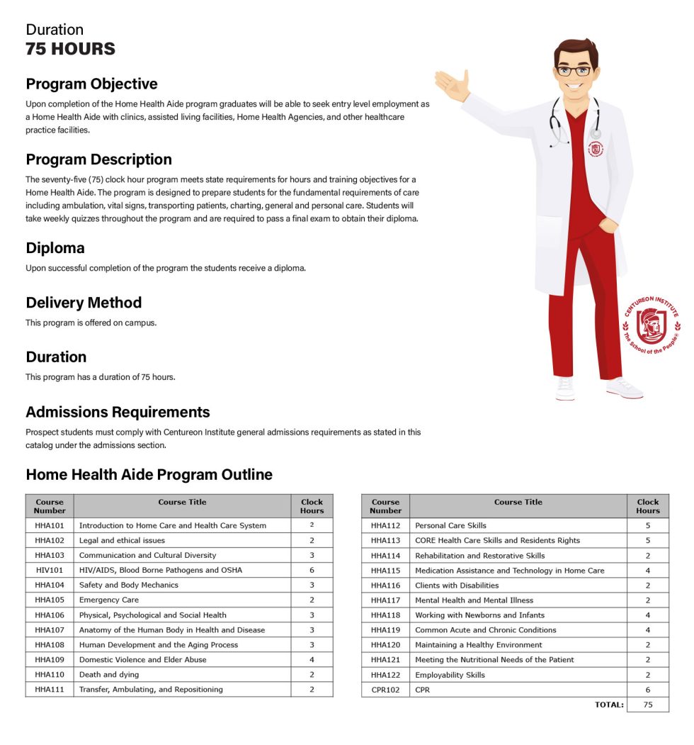 Home Health Aide Program | CENTUREON INSTITUTE OFFICIAL WEBSITE
